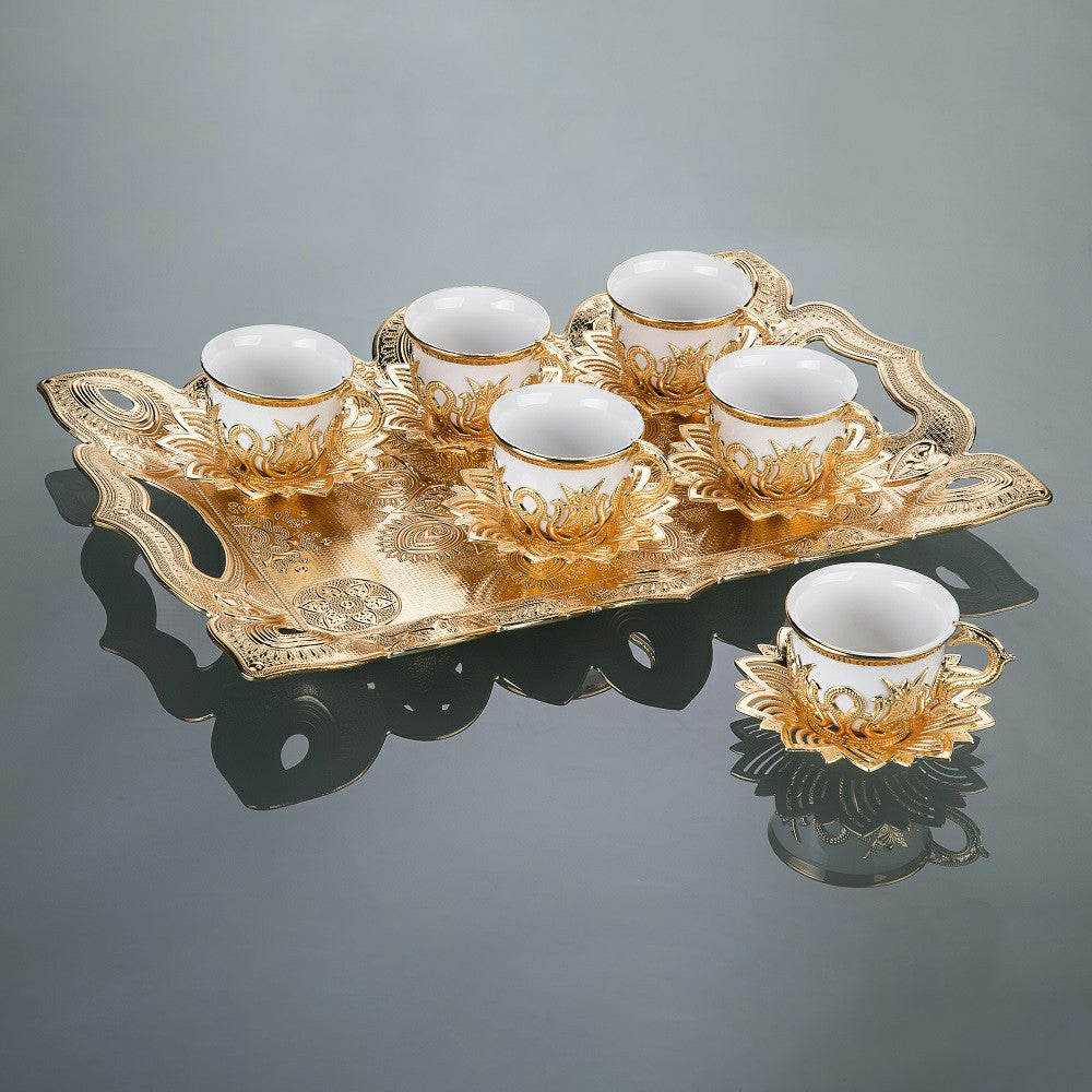 Fancy Turkish Coffee Cups Set of 6 with Tray – HAKAN