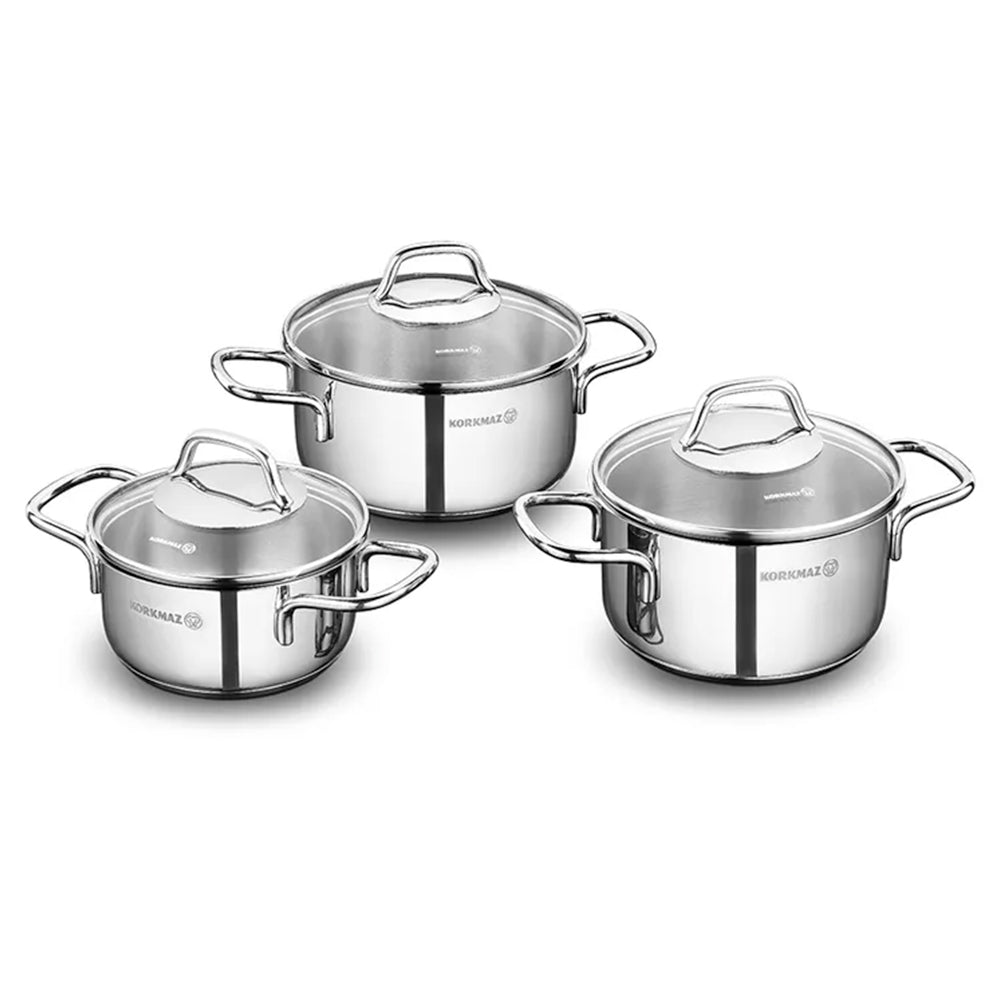 Korkmaz Perla Stainless Steel Cookware Set with Lid – HAKAN