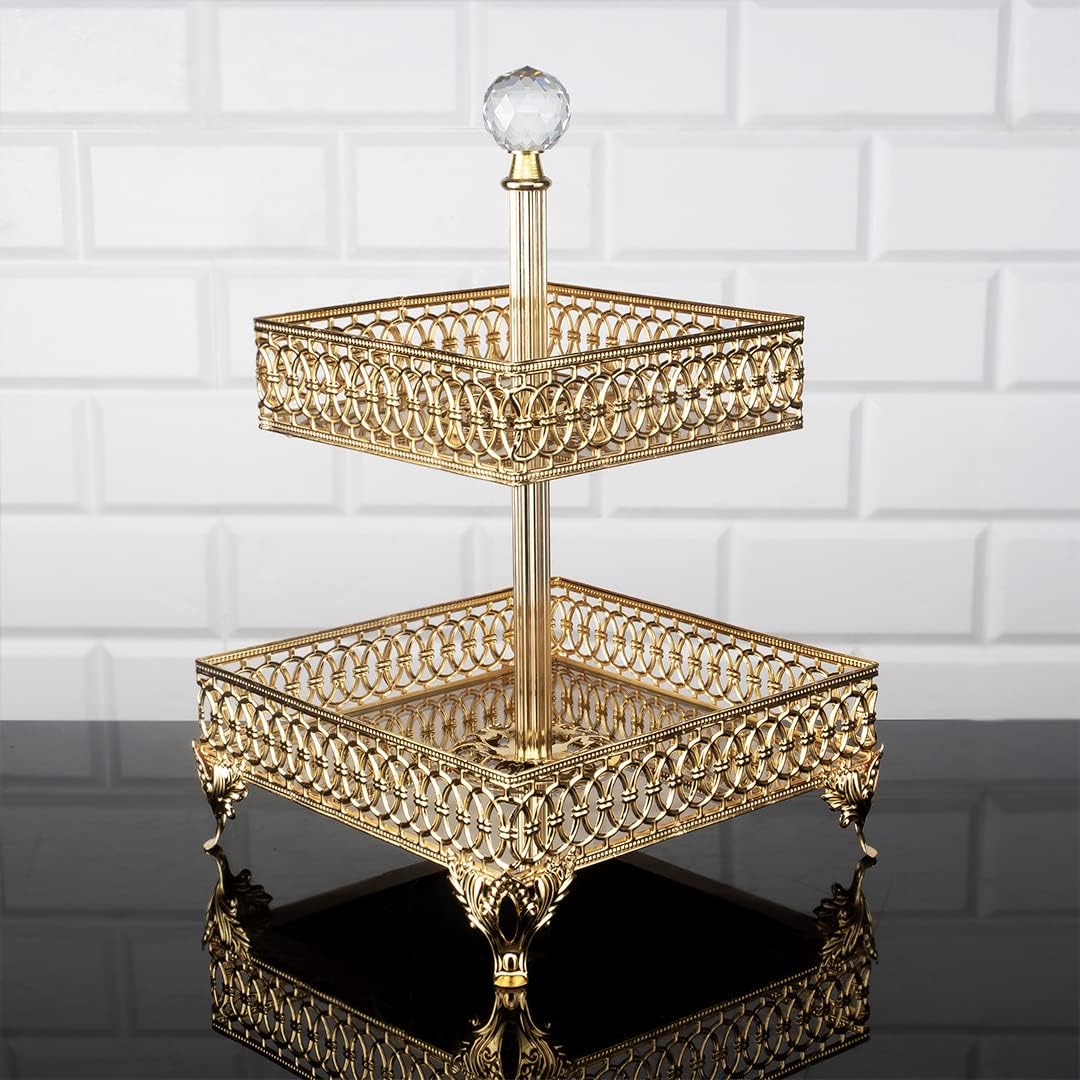 Handmade Two Tier Mirrored Dessert Table Stand – HAKAN