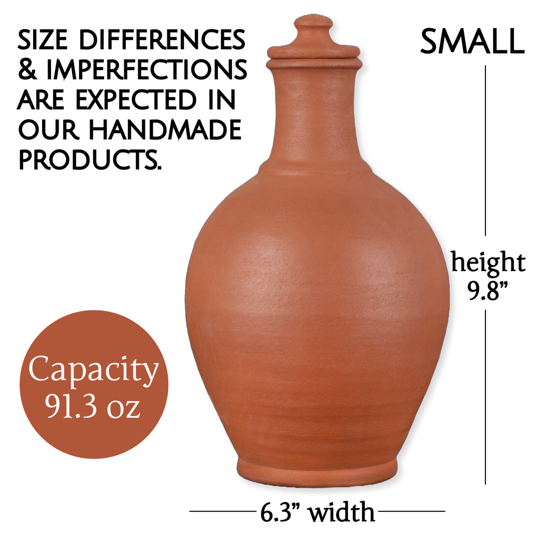Hakan Natural Unglazed Clay Pitcher with Lid – HAKAN