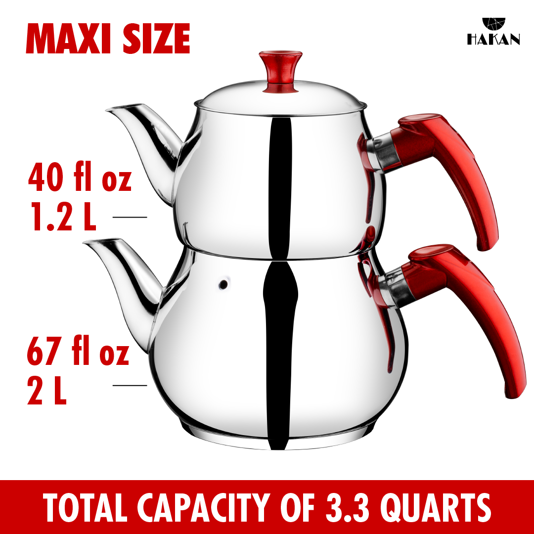 Hakan Stainless Steel Bondy Double Turkish Teapot Set – HAKAN