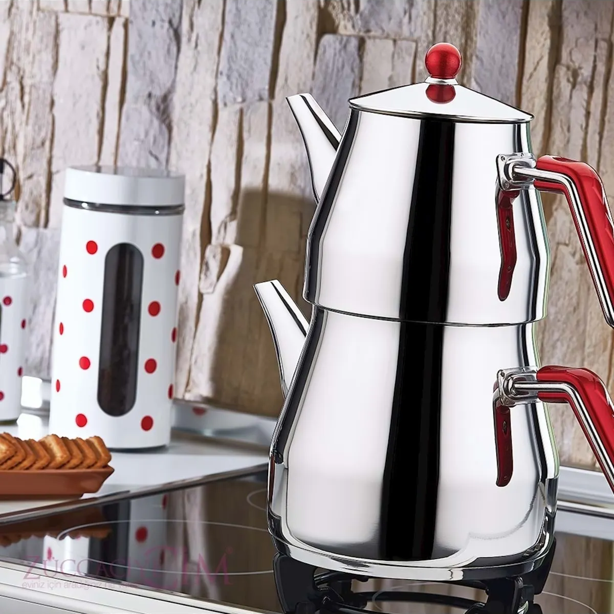 Kahramanlar Stainless Steel Turkish Teapot Set, 4 Pcs – HAKAN