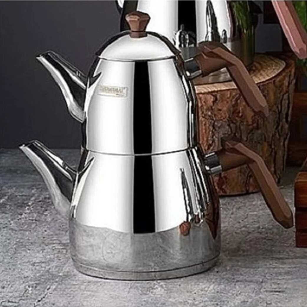 Kahramanlar Elmas Stainless Steel Turkish Teapot Set for Stovetop with ...